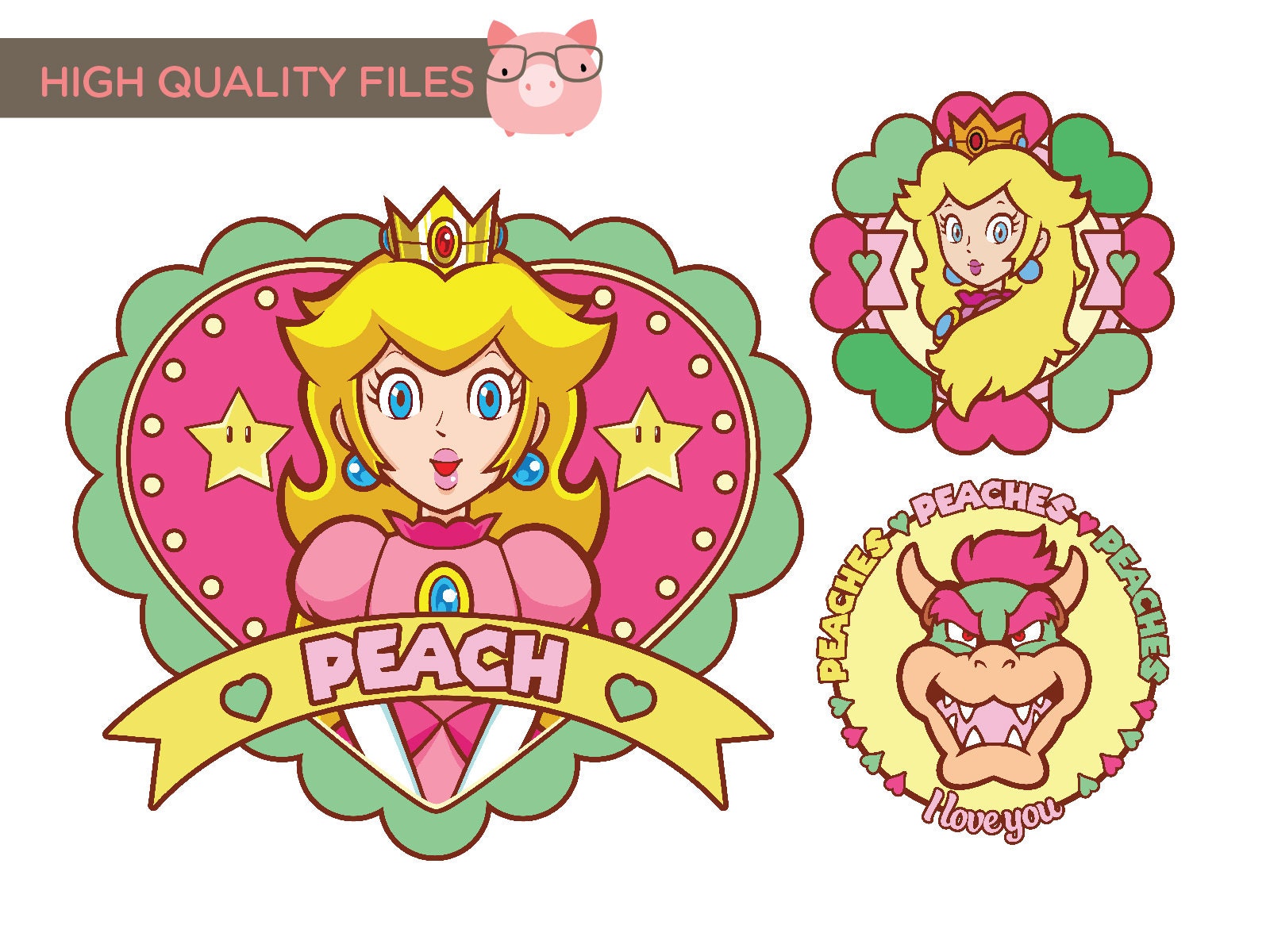 14 Princess Peach Designs SVG, PNG, EPS, Ideal for Stamp, Sublimation ...