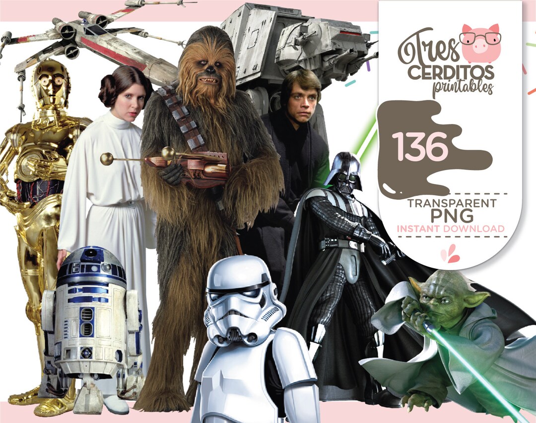 136 Star wars Cliparts PNG, Star wars PNG Instant Download, Star wars t ...