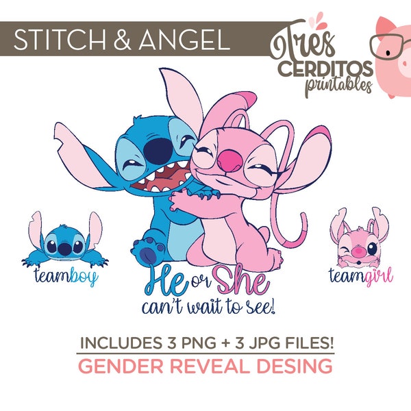 Stitch and Angel Gender Reveal - Etsy