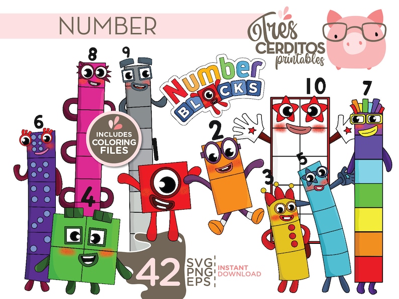 Numbers svg bundle for cricut, blocks svg files for cricut, PNG ...