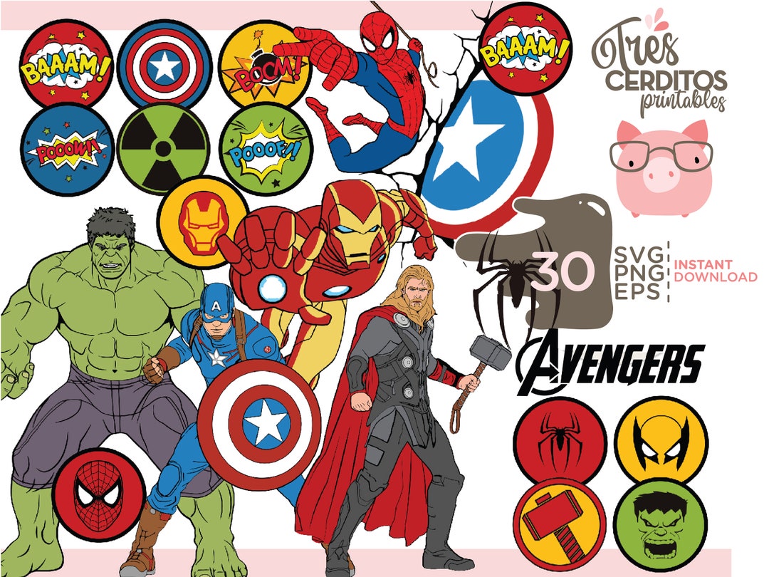 30 Avengers SVG Images, Avengers Printable Digital, Avengers Characters ...