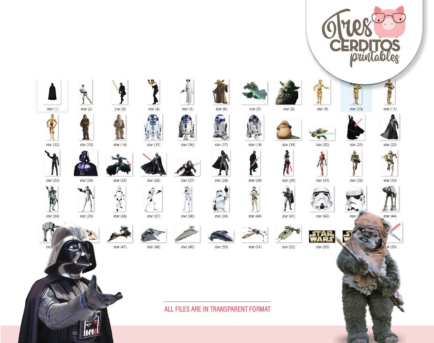 136 Star wars Cliparts PNG, Star wars PNG Instant Download, Star wars t ...