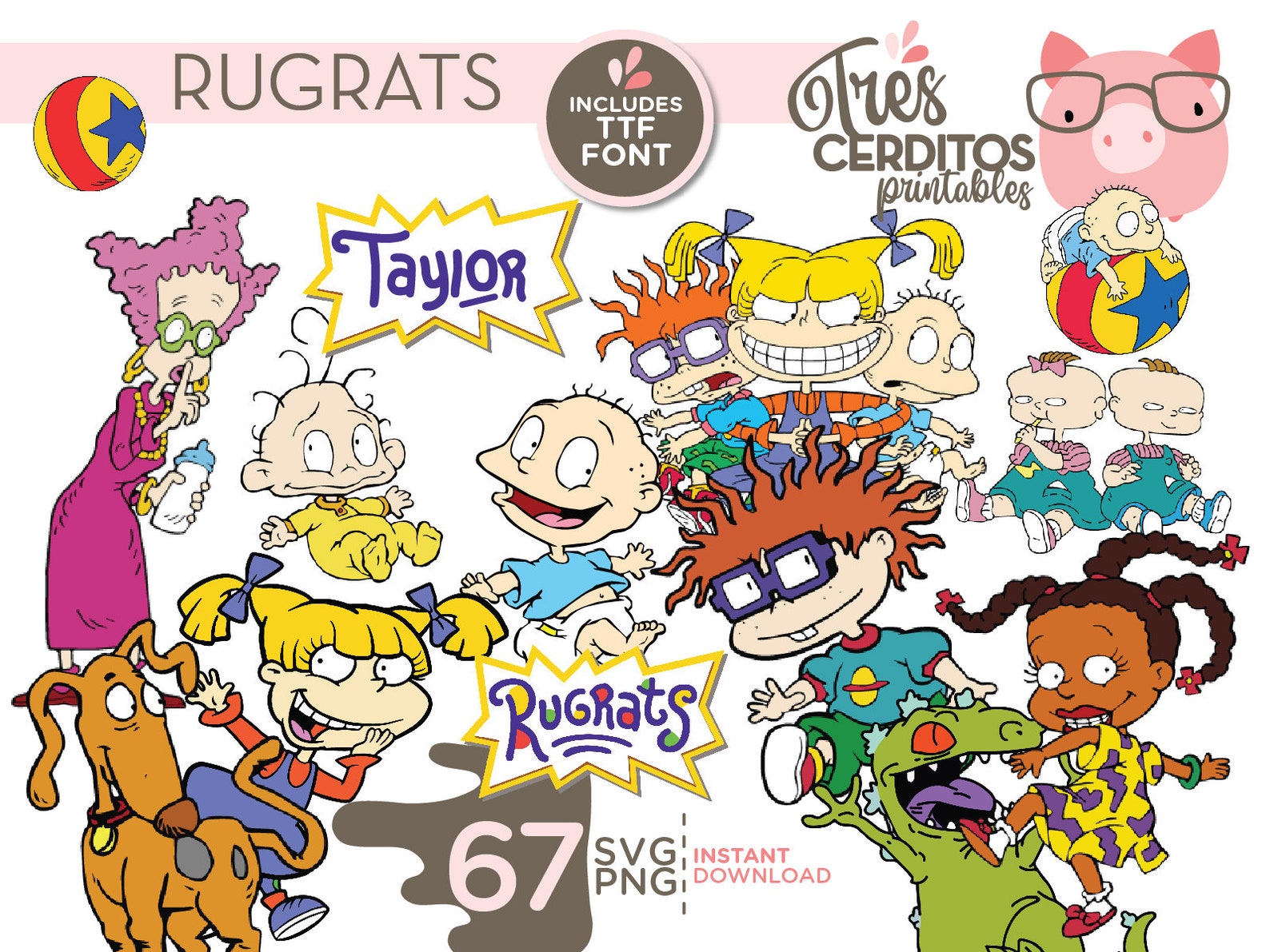Rugrats Svg Bundle, Rugrats PNG, Rugrats Clipart, Rugrats Digital Files ...