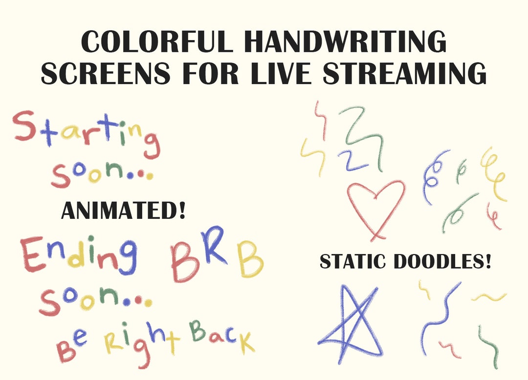 9 Colorful Hand Drawn Live Stream Twitch Overlay Graphics Animated and ...