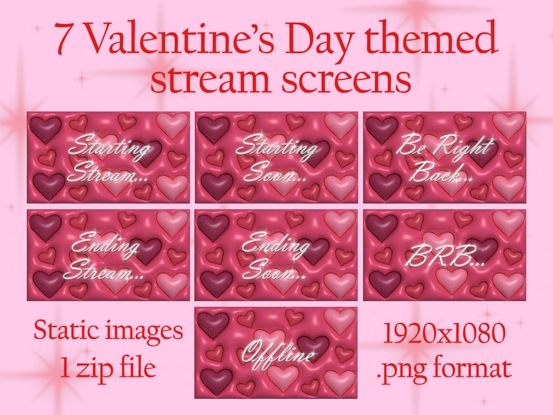 7 Valentine's Day 3D Static Livestream Overlays | Starting Soon ...