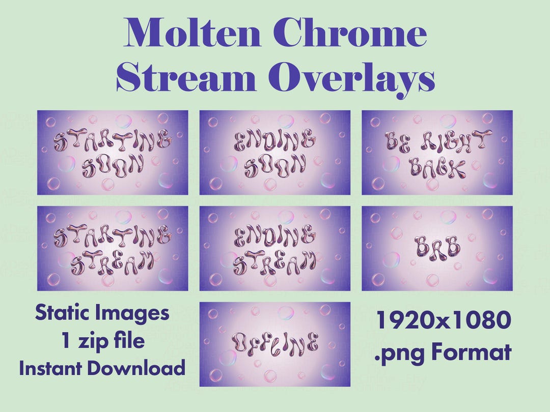7 Molten Chrome Letters Stream Overlays | Starting Soon, Starting ...