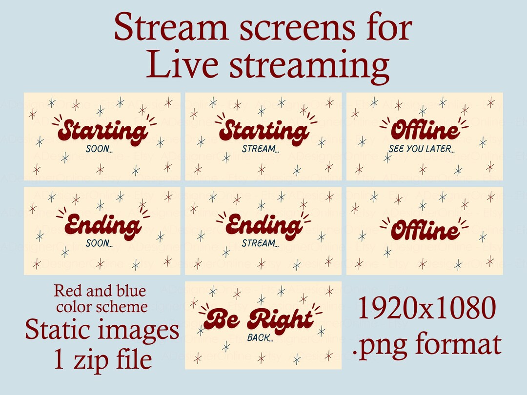 7 Red & Blue Live Stream Overlays | Starting Soon, Starting Stream ...
