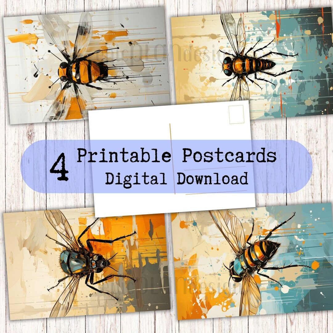 Digital Bees Instant Download Printable Postcards Prints 6x4 Inch - Etsy