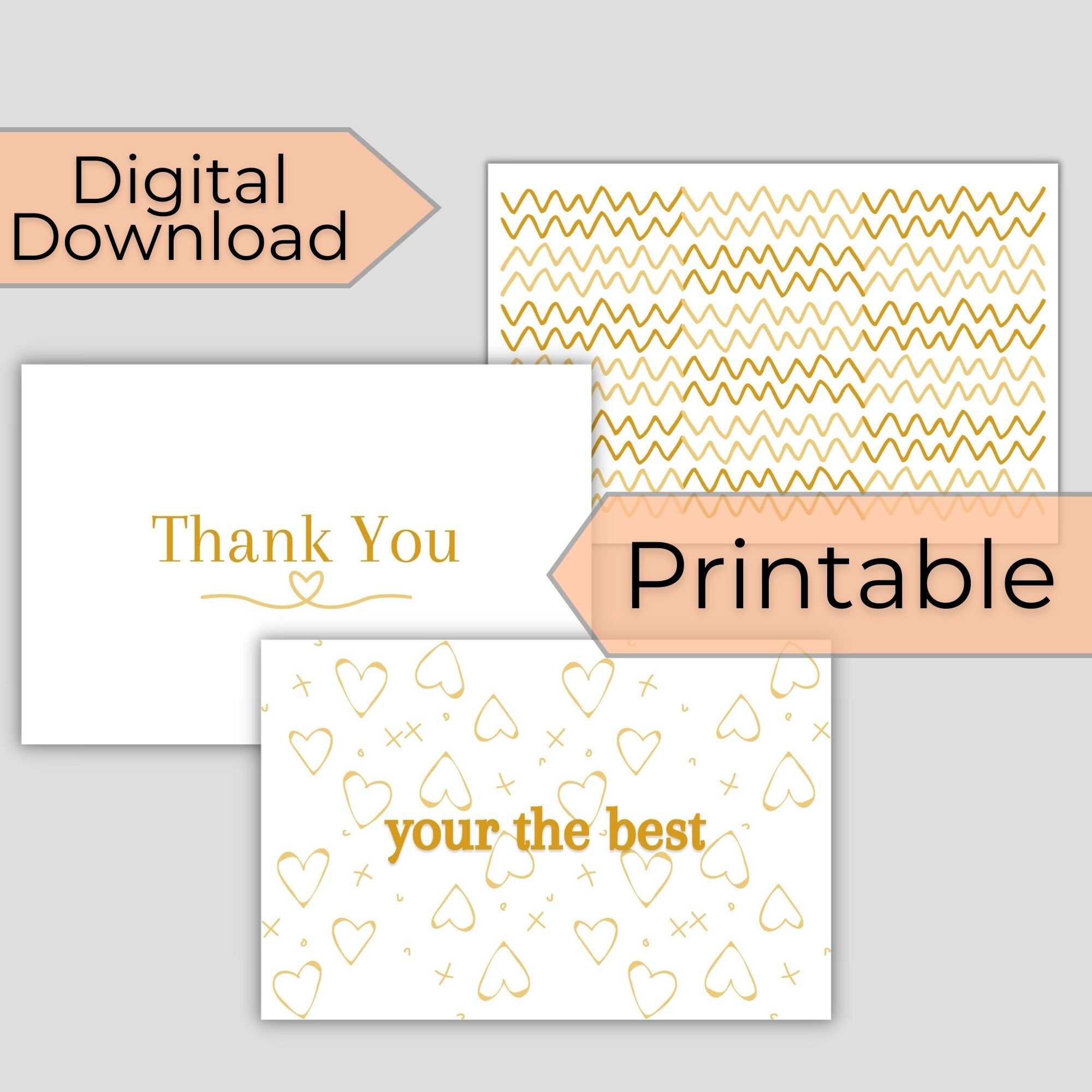 Thank You Printable Postcards 6x4 JPG & PDF Front and Back Digital ...