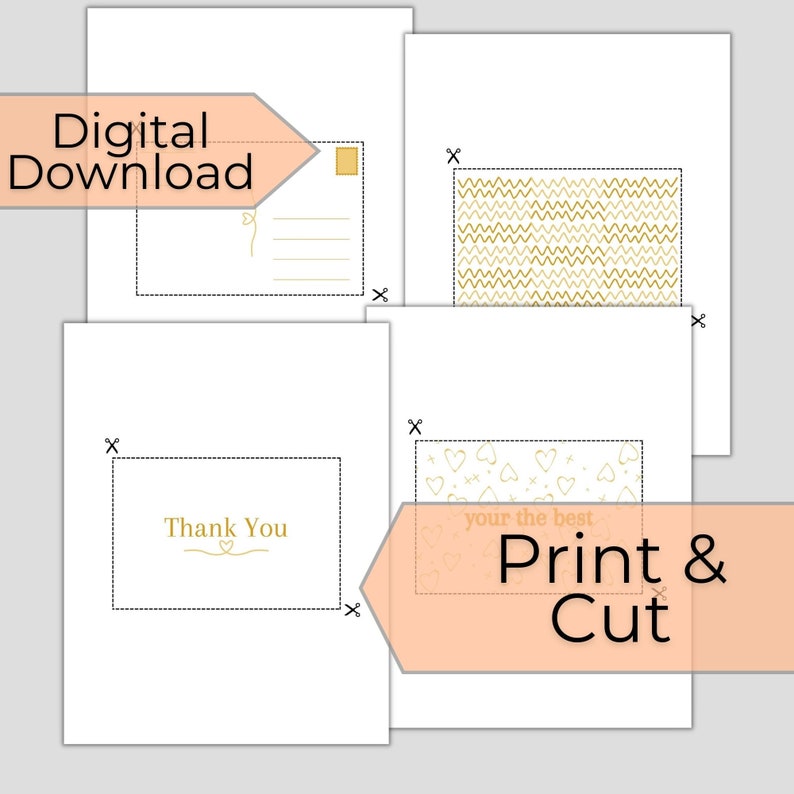 Thank You Printable Postcards 6x4 JPG & PDF Front and Back Digital ...