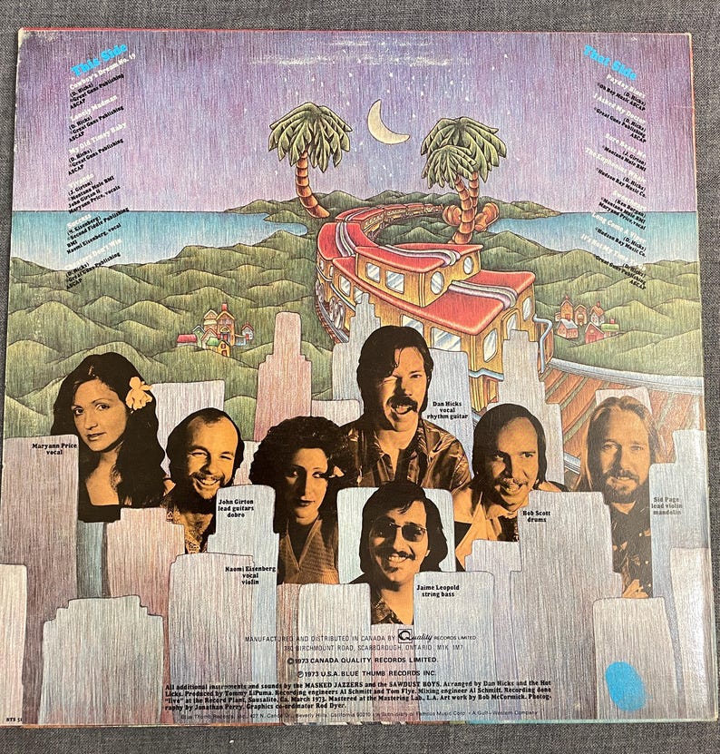 1970s Rare Vinyl Record, Dan Hicks, Folk Music, Blue Thumb Records ...