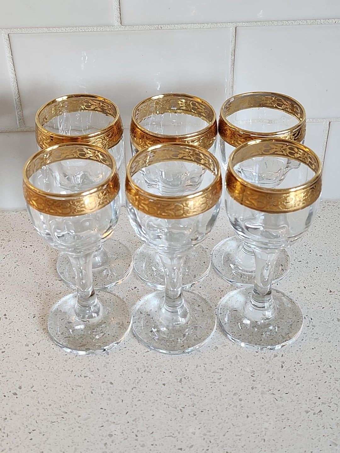 Cristalleria Fratelli Fumo Brothers Aperitif Glasses, Set of Six Gold ...
