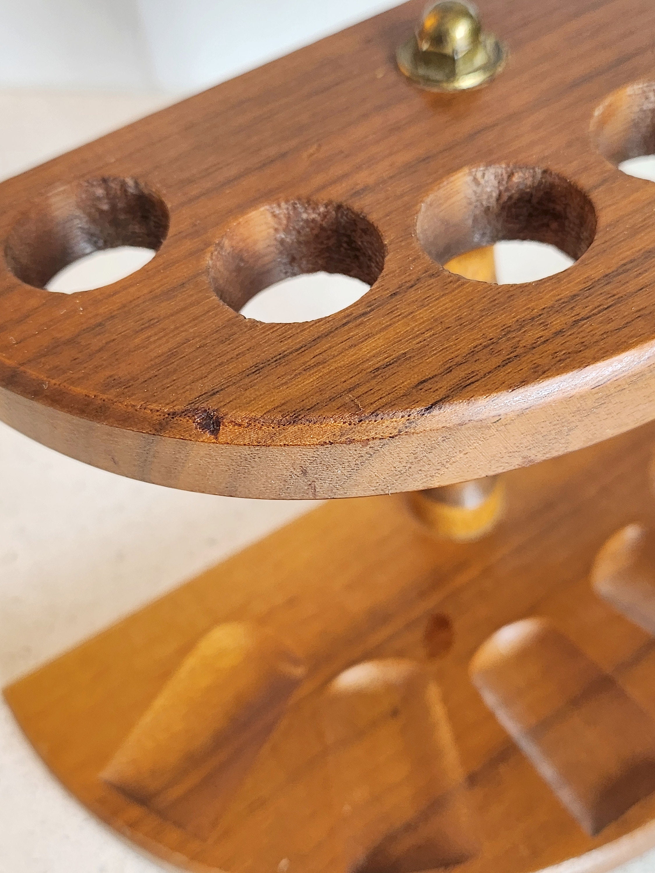 Handmade Wooden Pipe Stand for Six Pipes, Turned Pedestal, Decorative ...