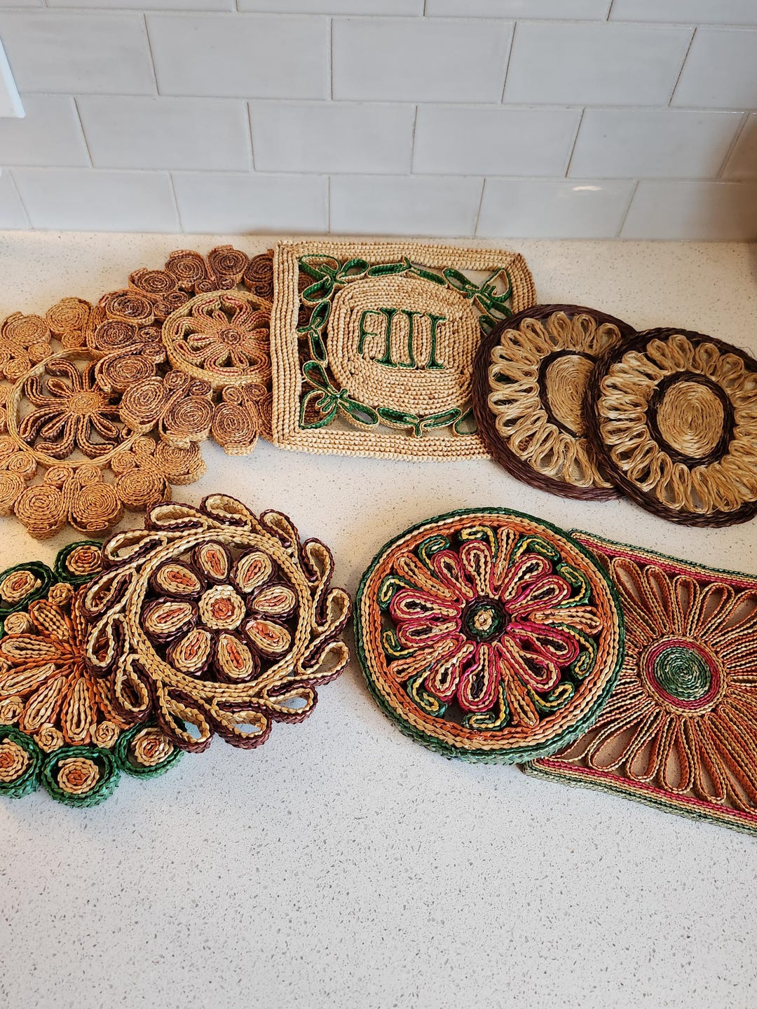 Vintage Rattan Trivets, You Choose, 1970s – 80s Woven Trivets, Artisan ...