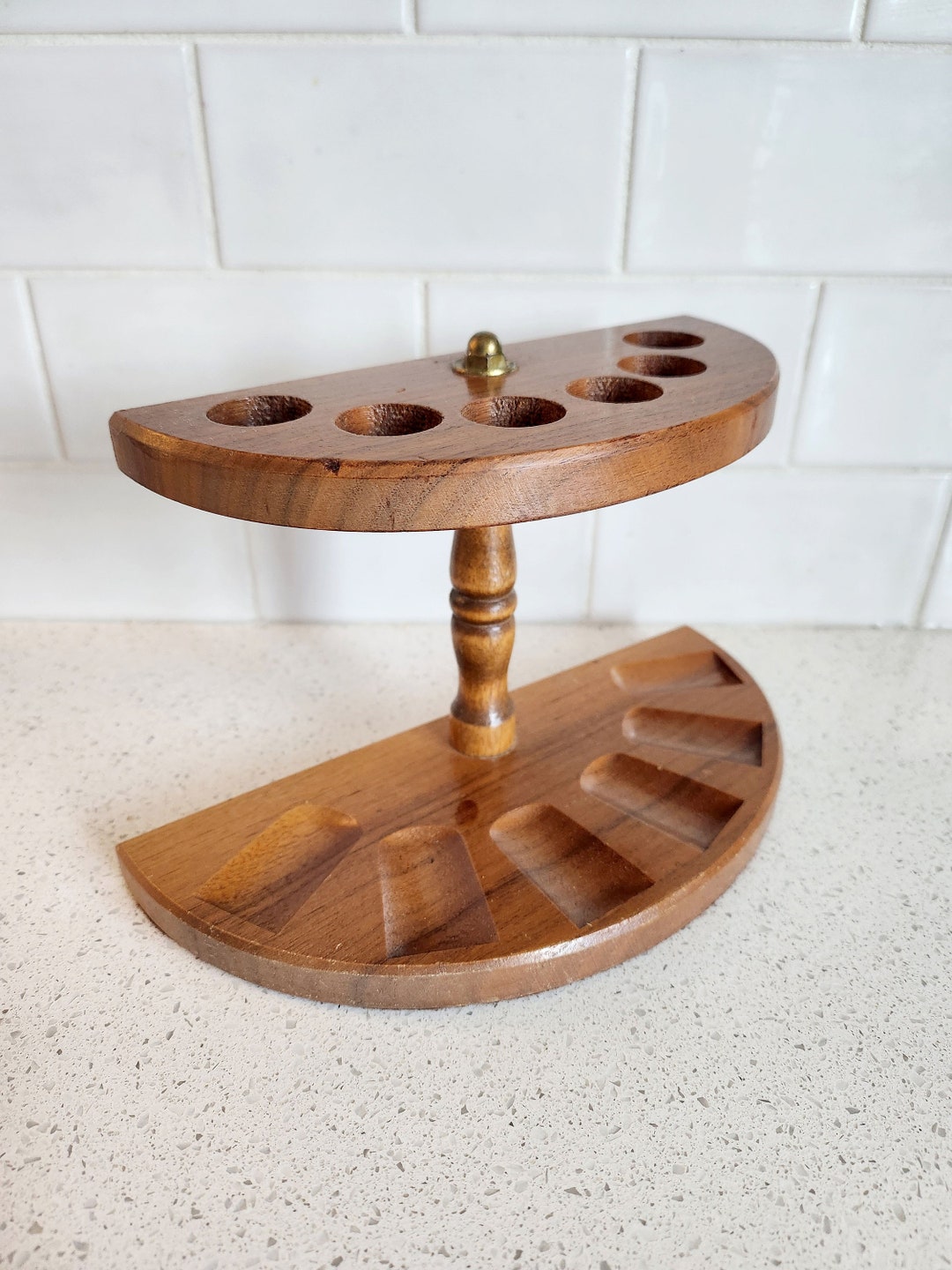 Handmade Wooden Pipe Stand for Six Pipes, Turned Pedestal, Decorative ...