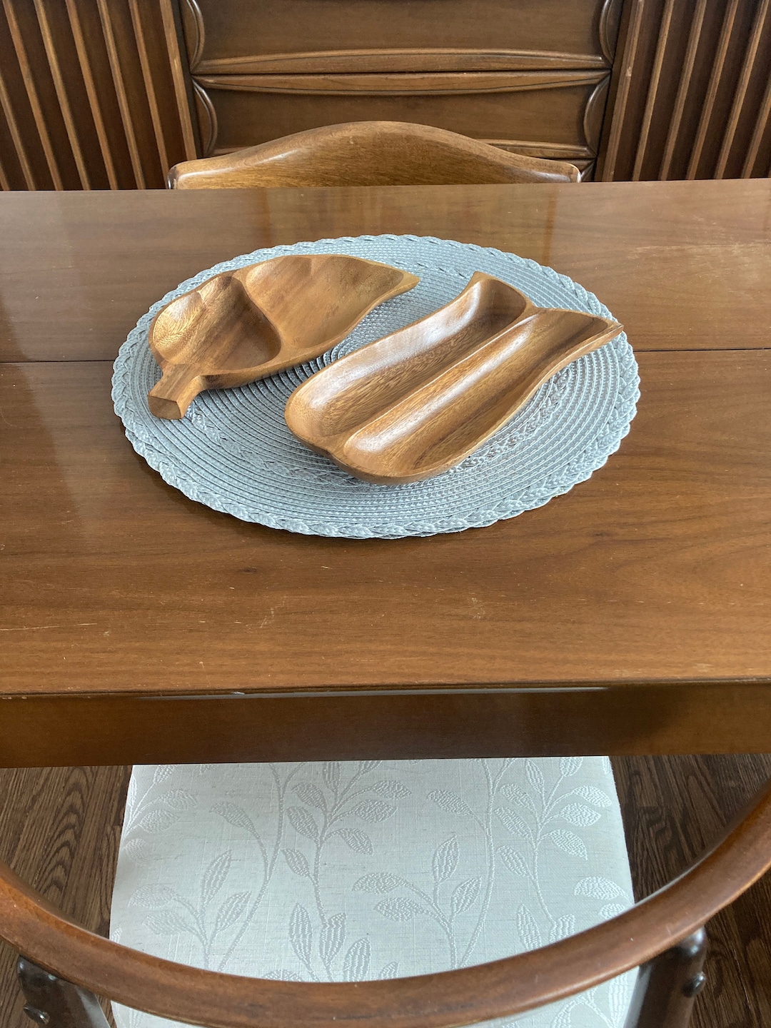 Hand Carved Wooden Trays, Two Styles, Bamboo Bowls, Artisan Made, Nut ...