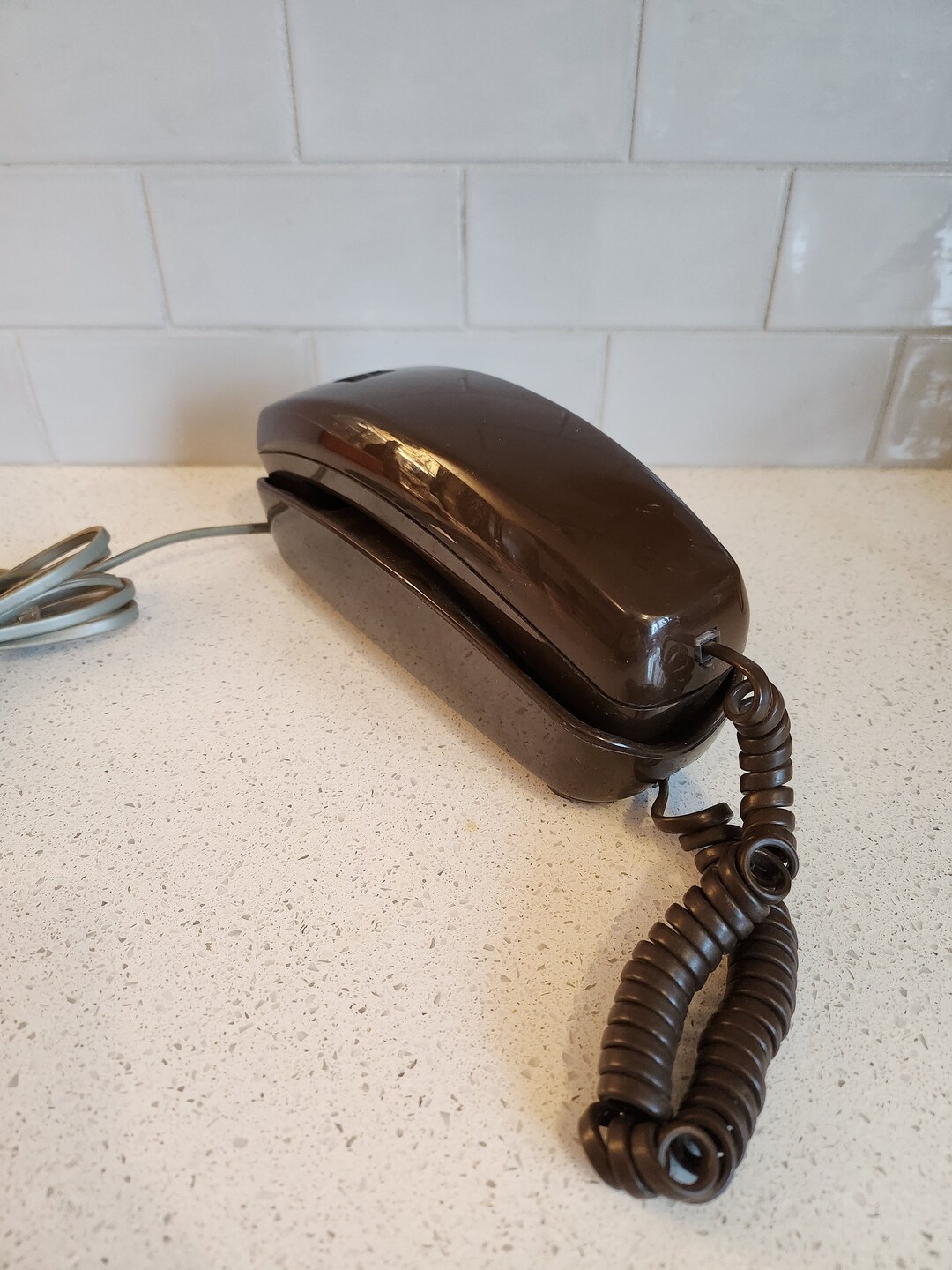 Vintage Push Button Phone, 1990, ITT, Sleek Brown Desk Phone, Analog ...