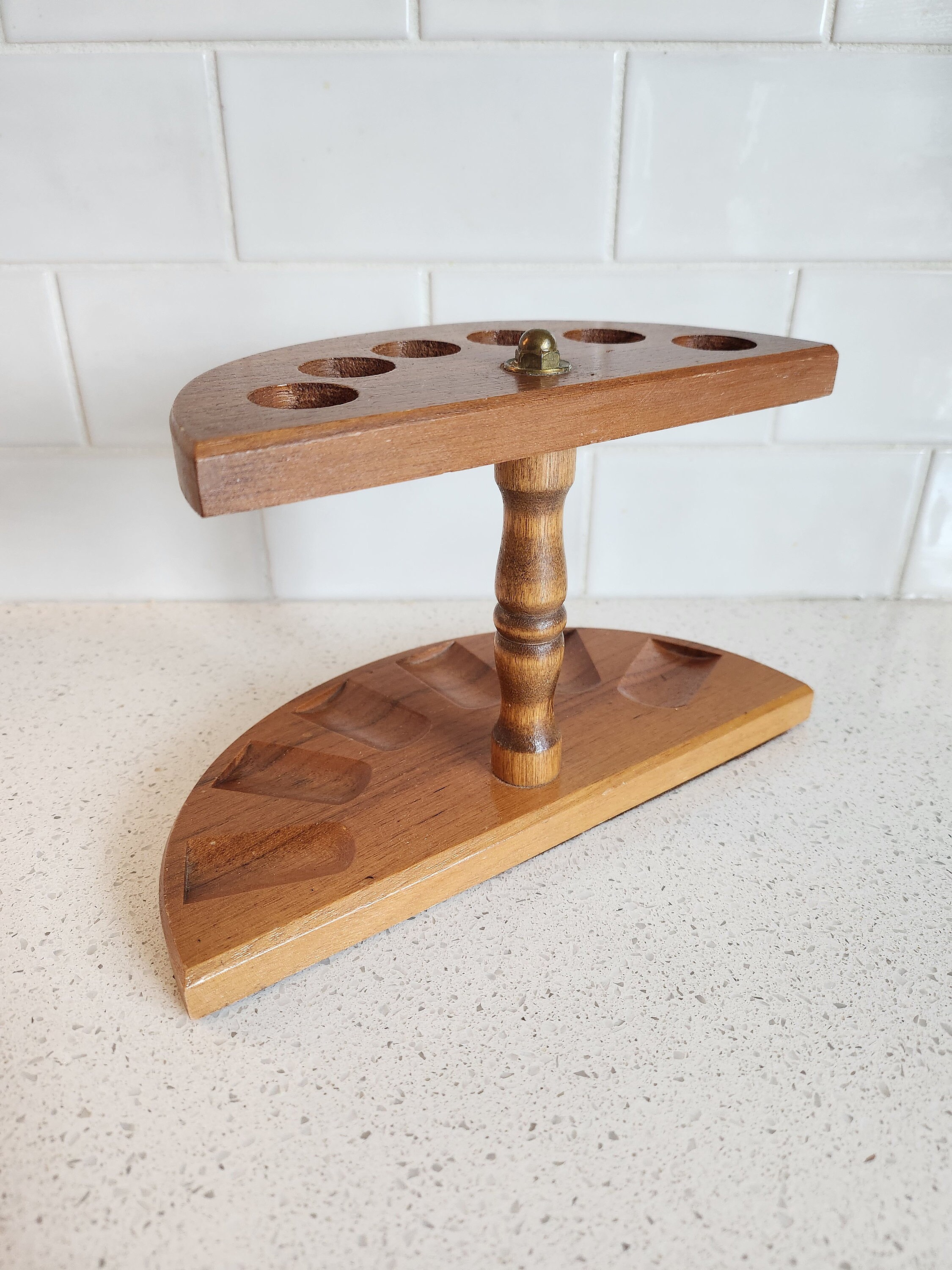 Handmade Wooden Pipe Stand for Six Pipes, Turned Pedestal, Decorative ...