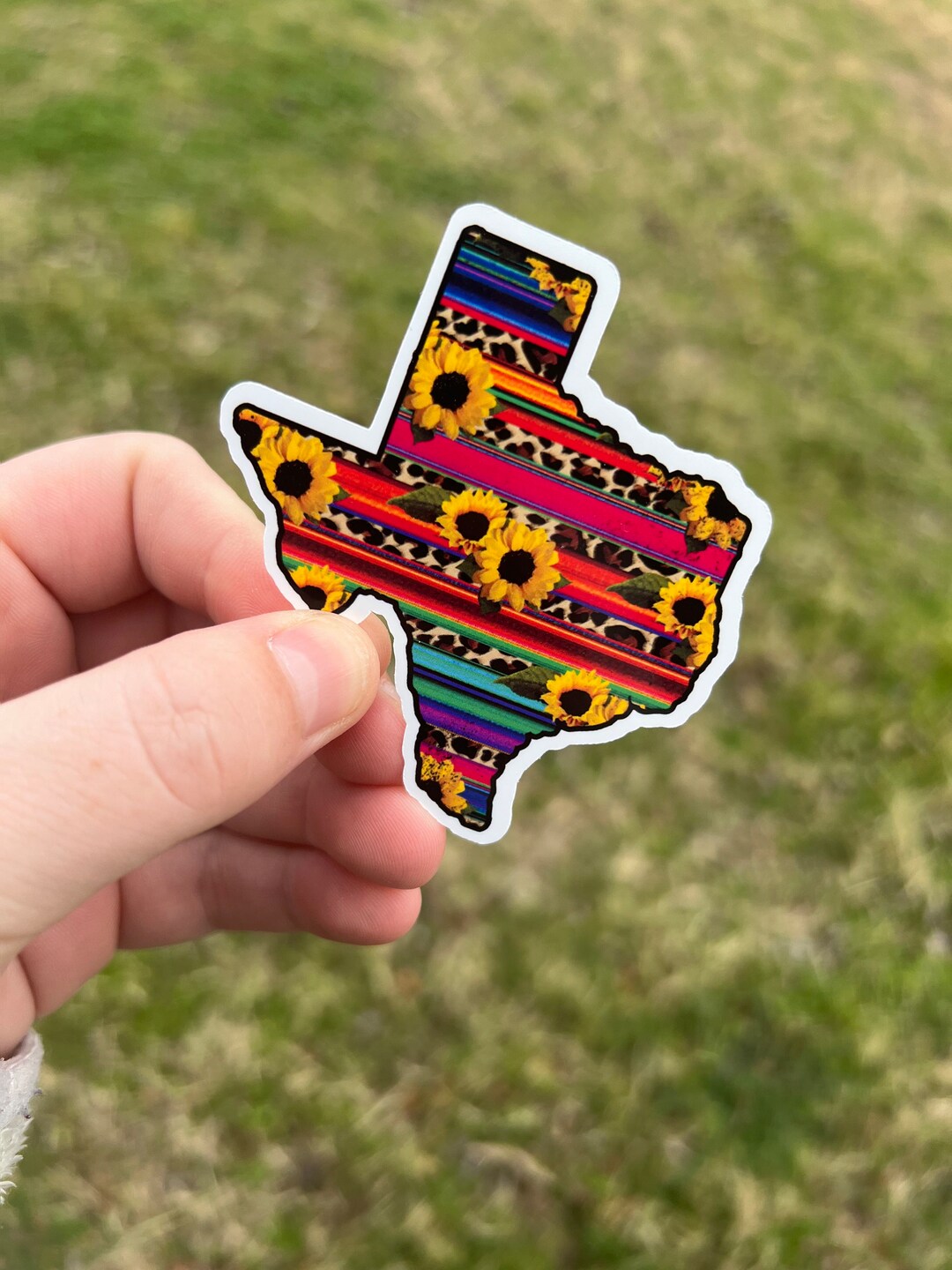 Vinyl Sticker 3” | Serape Texas | Serape Sunflower | State Sticker ...