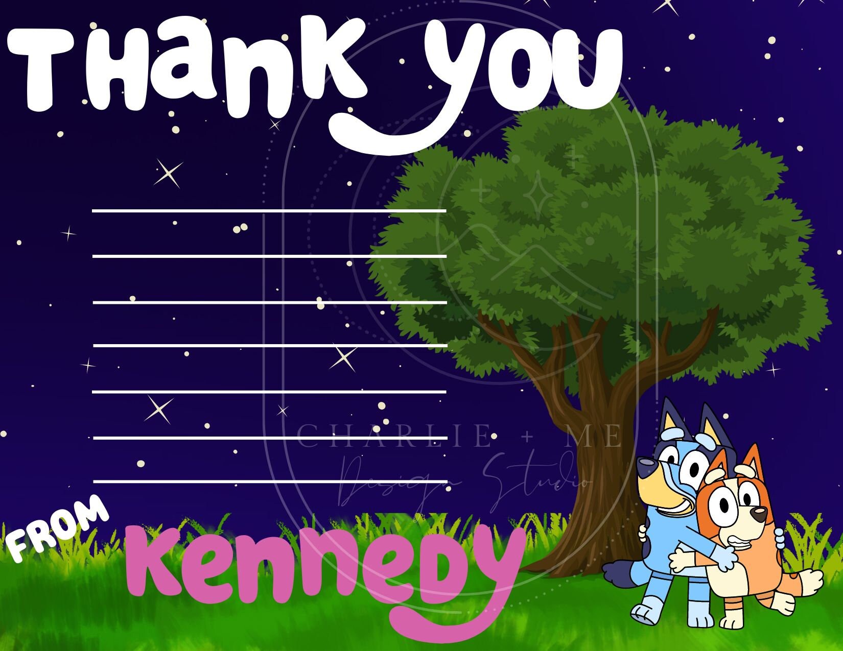 Bluey Sleepover Party Birthday Invitation, Bluey Thank You, Bluey ...