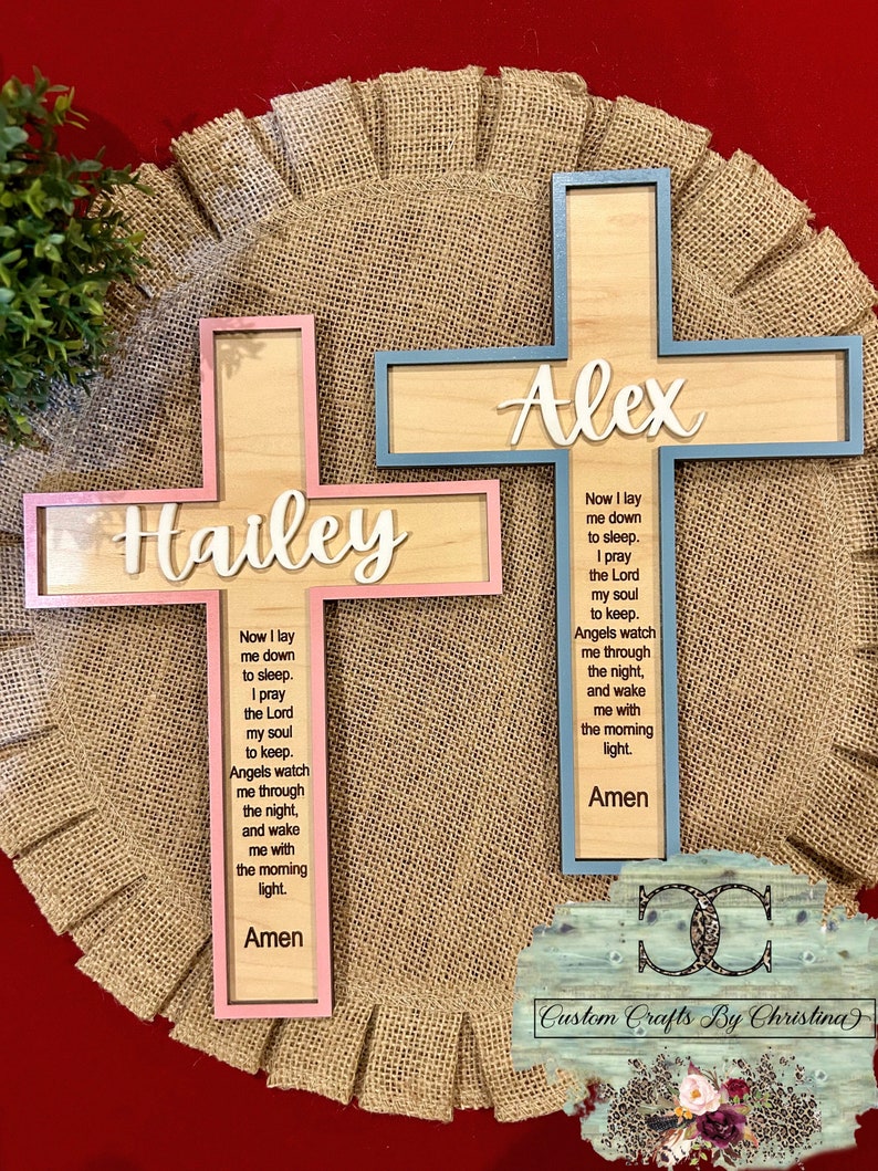 Personalized Sleep Prayer Cross | Custom Baptism Gift | Baby Shower ...