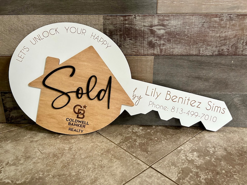 Personalized Realtor Key | Realtor Wood Key Sign | Sold Sign | Realtor ...