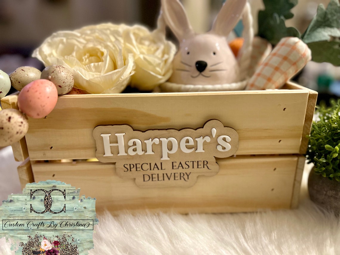 DELUXE Easter Crate | Personalized Crate | Easter Bunny Box | Easter Egg Crate | Easter Basket ...