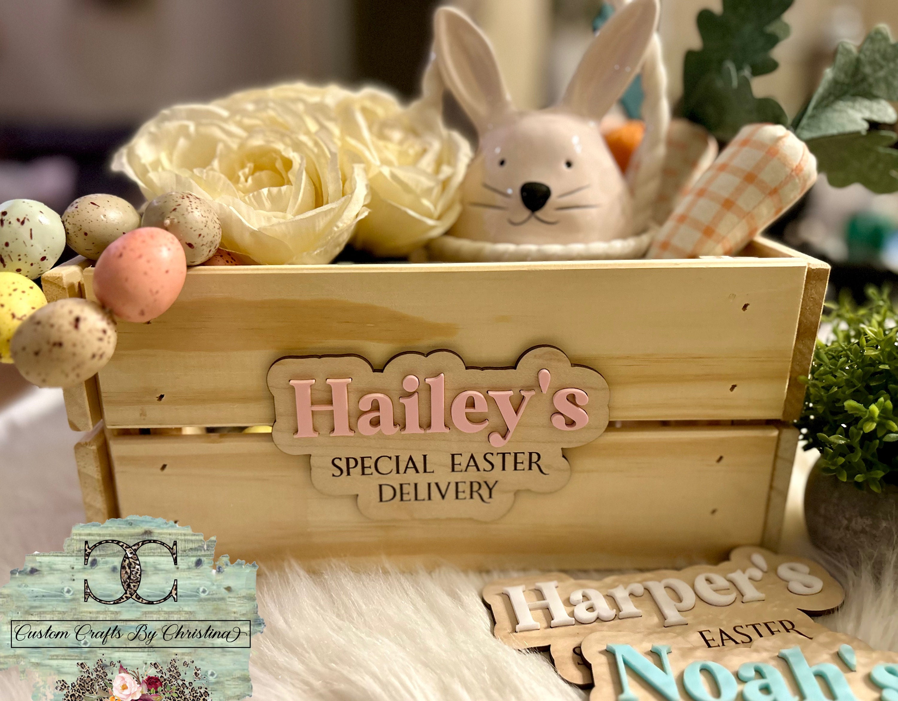 DELUXE Easter Crate | Personalized Crate | Easter Bunny Box | Easter Egg Crate | Easter Basket ...