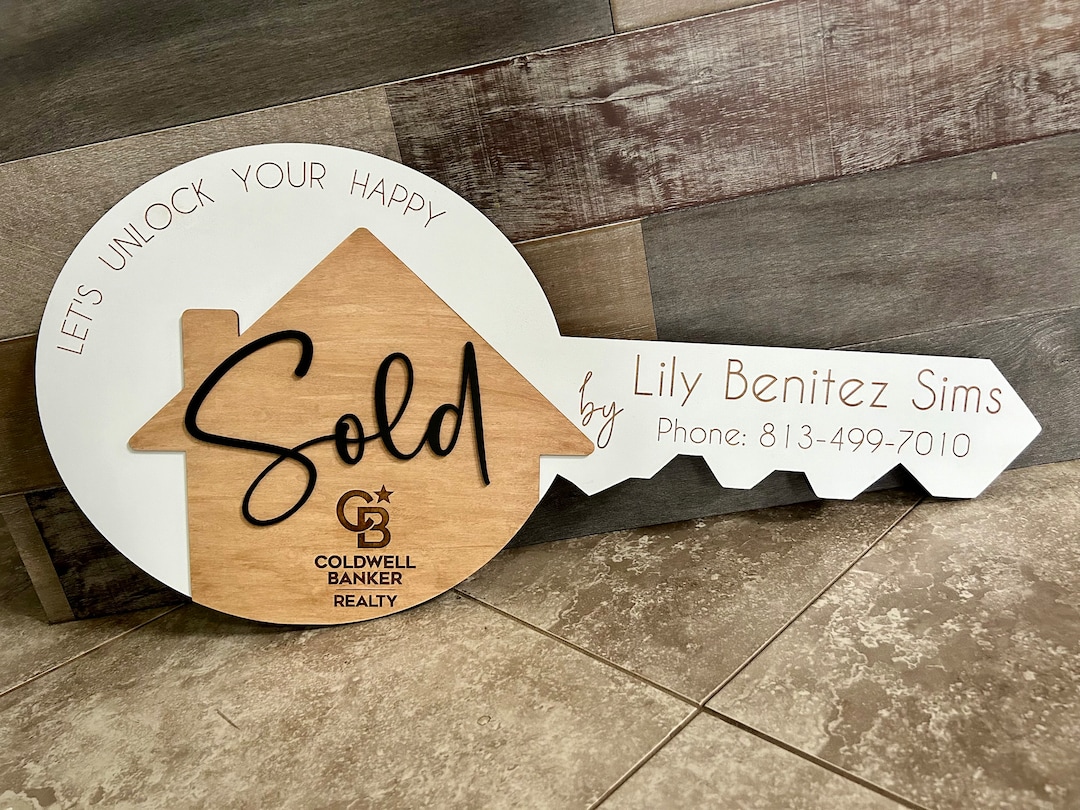 Personalized Realtor Key | Realtor Wood Key Sign | Sold Sign | Realtor ...