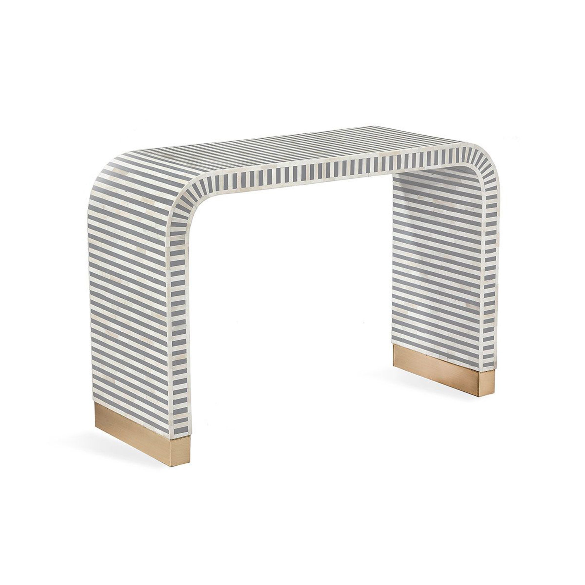 Handmade Bone Inlay Wooden Modern Waterfall/stripped Console Table - Etsy