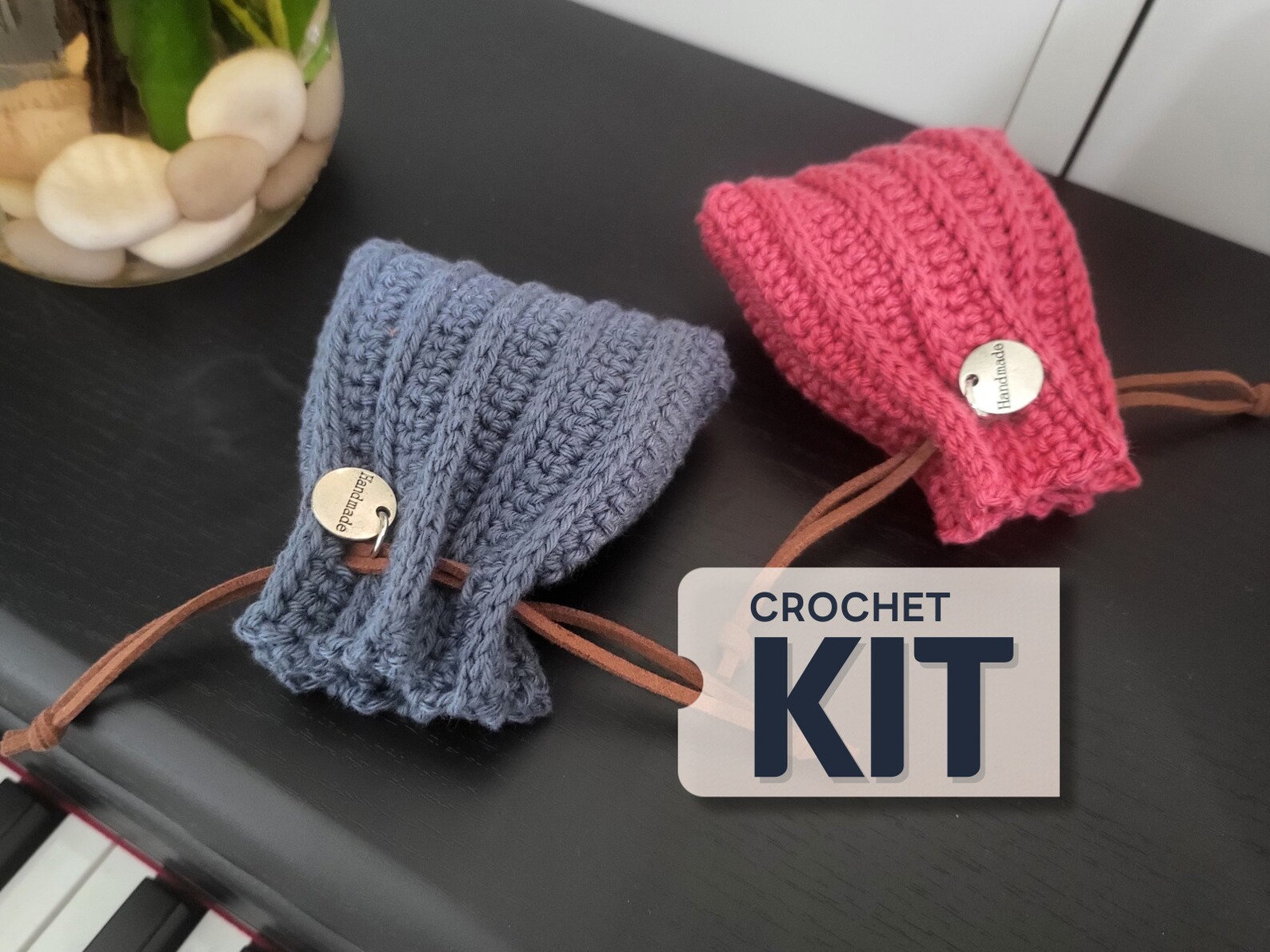 Crochet DIY Kit, Stripe Pouch DIY Kit, Easy Level Crochet Kit, Yarn and ...