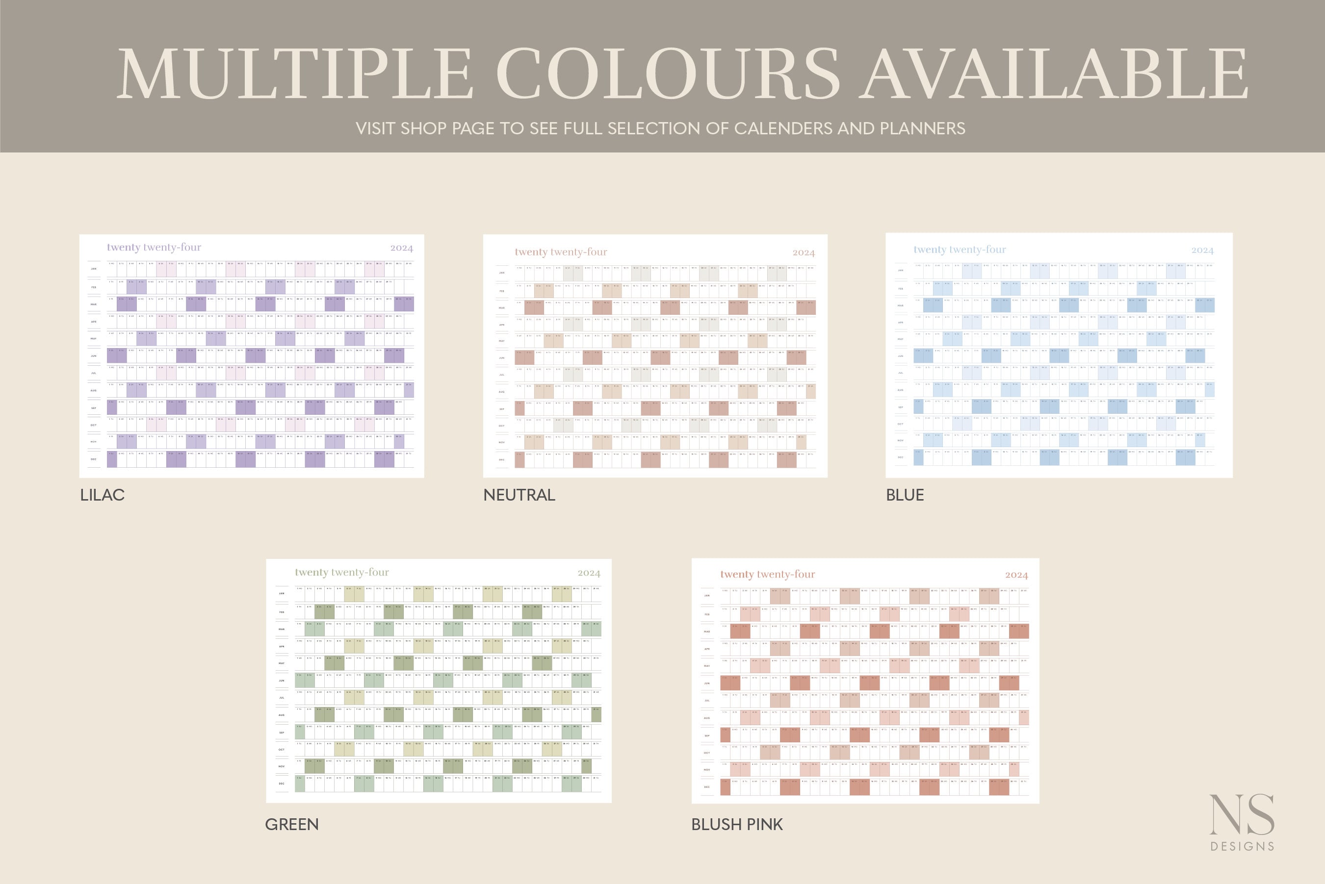 2024 Full-year Colour Wall Planner. Available in A0, A1, A2, A3, and A4 ...