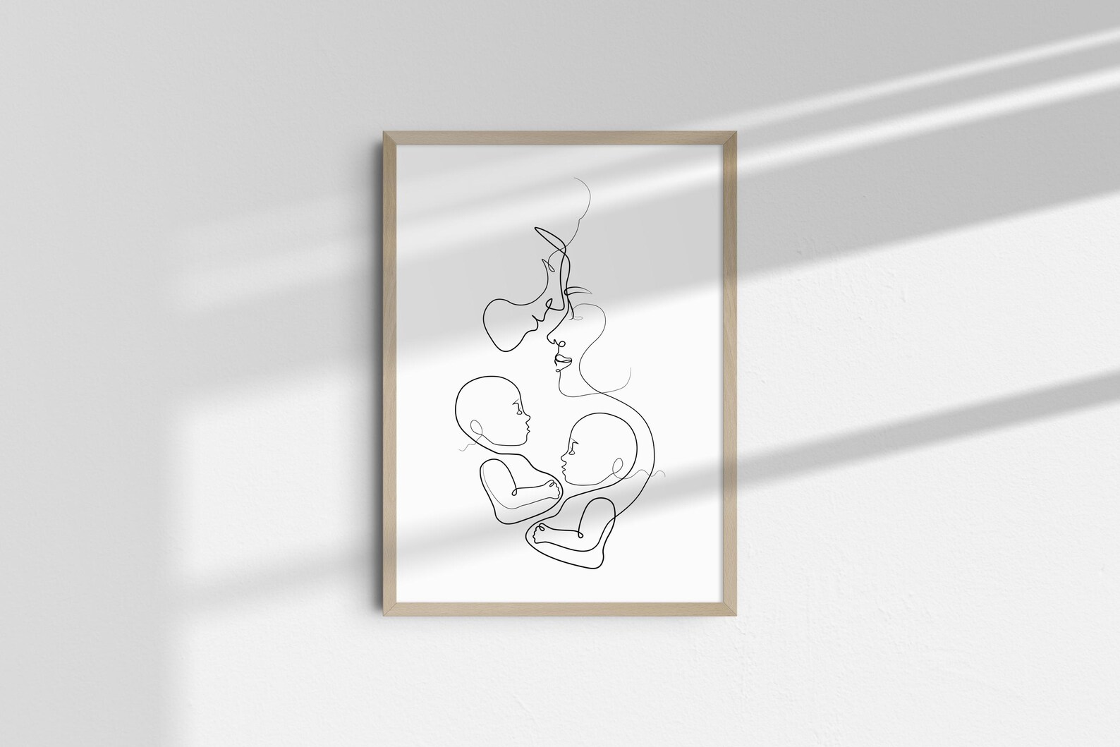 Minimalist Family Line Art Print: Parents and Twins (digital Download ...