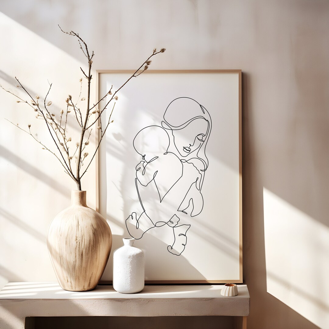 Mother's Day Baby and Mom Gift | One Line Art Printable | Gifts for Mom ...
