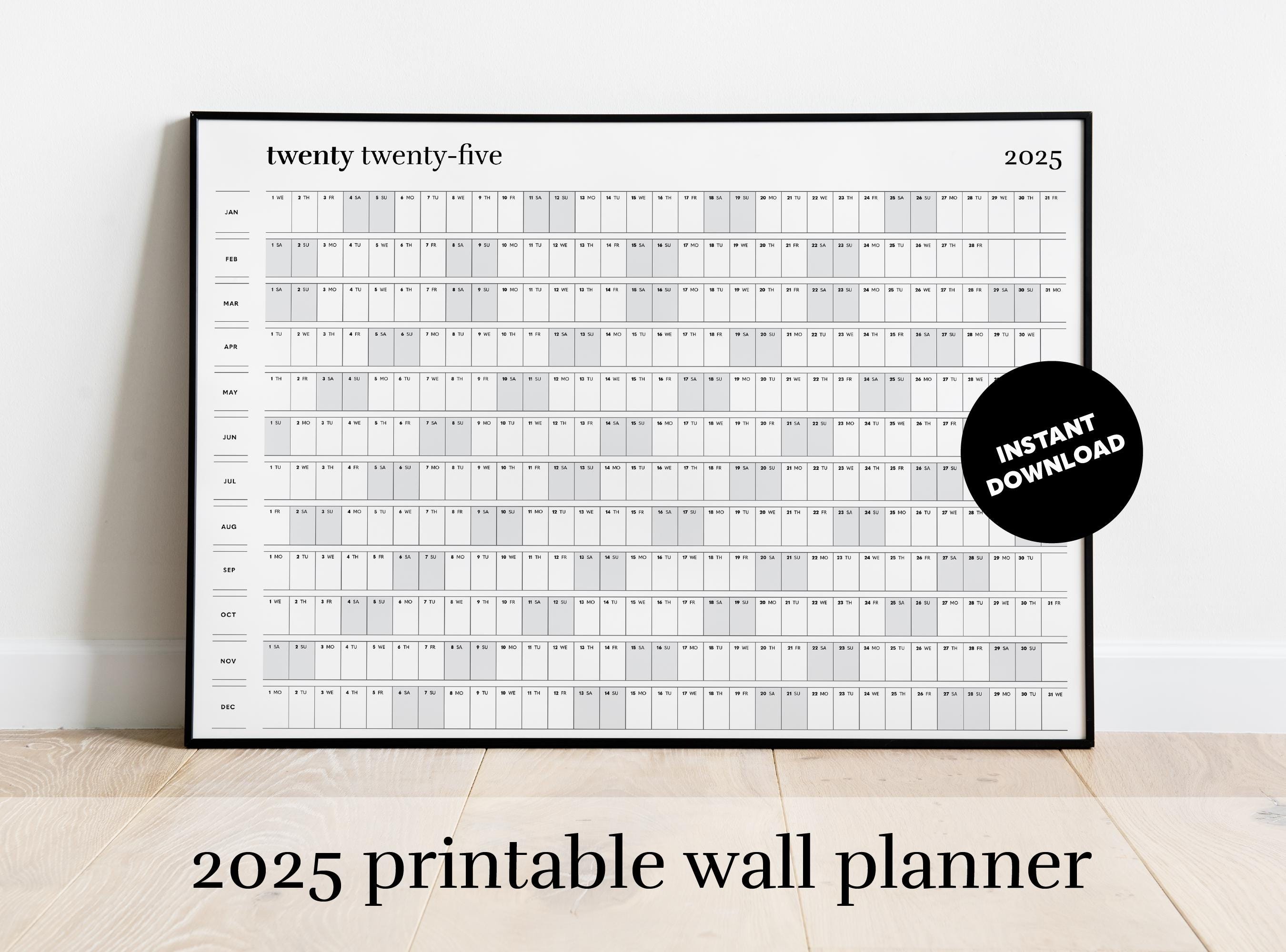 2025 Full Year Wall Planner. Available in A0, A1, A2, A3, and A4 ...