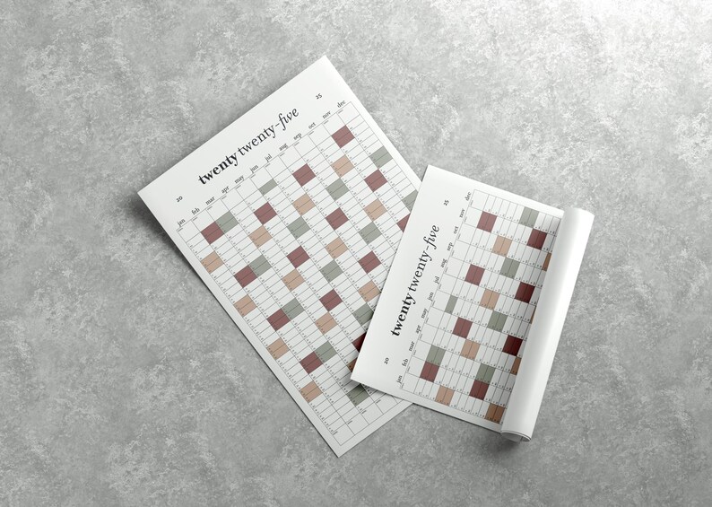 A2 & A1 Burgundy Portrait Minimalist 2025 Full-year Wall Planner in PDF ...