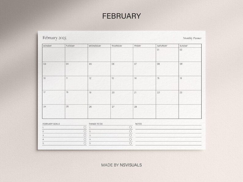 2025 Monthly Planner: A4 & Letter Size, Minimalist Design (printable ...