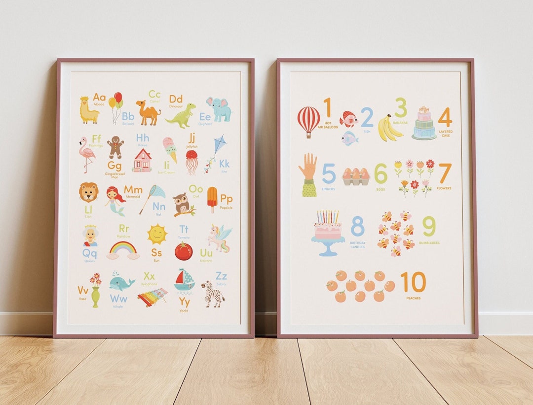 Kids Alphabet and Numbers Print: Playroom Nursery Decor (digital ...
