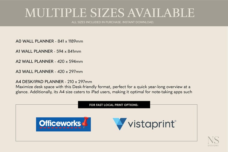 2025 Full-year Colour Wall Planner. Available in A0, A1, A2, A3, and A4 ...