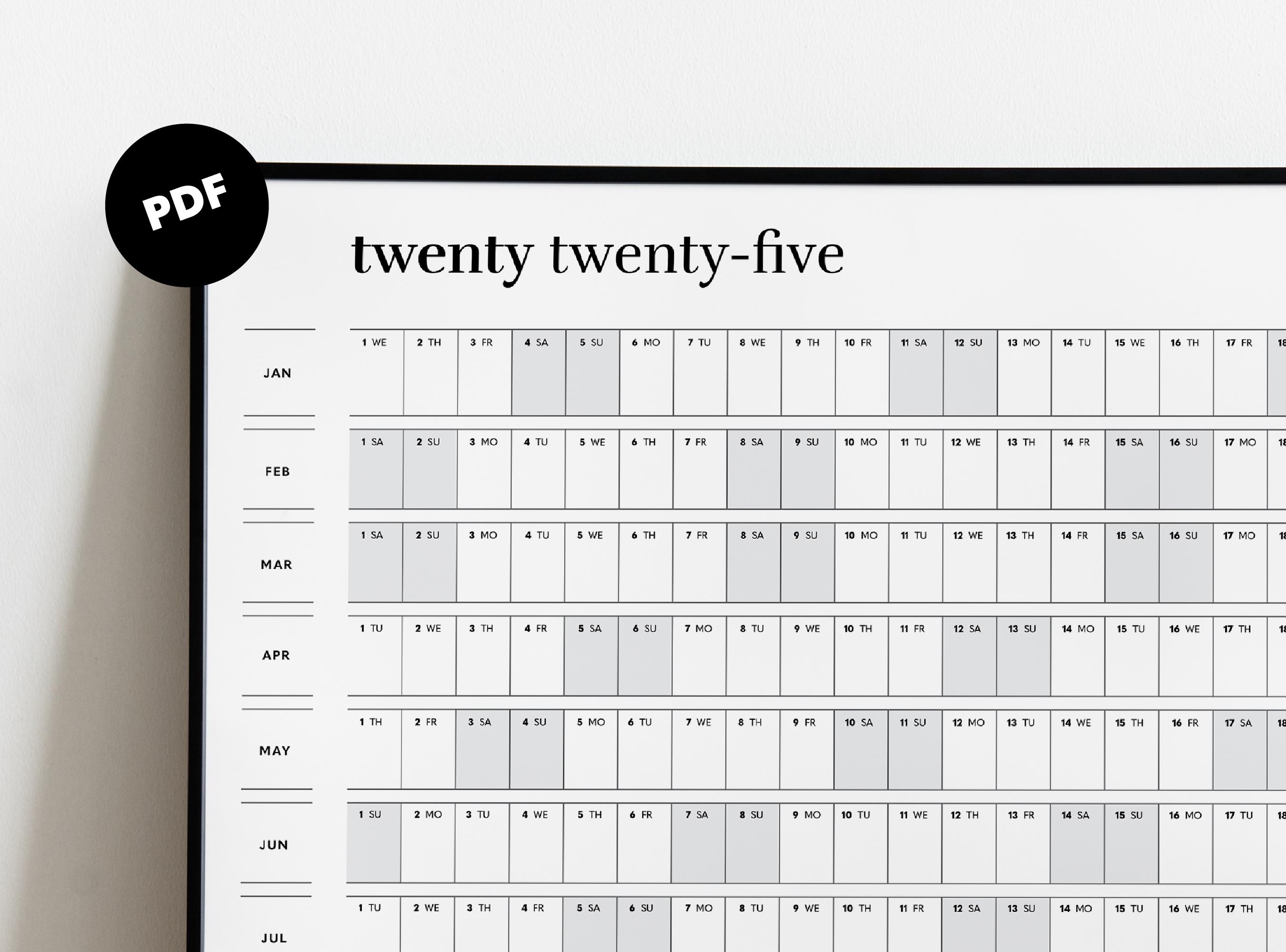 2025 Full Year Wall Planner. Available in A0, A1, A2, A3, and A4 ...