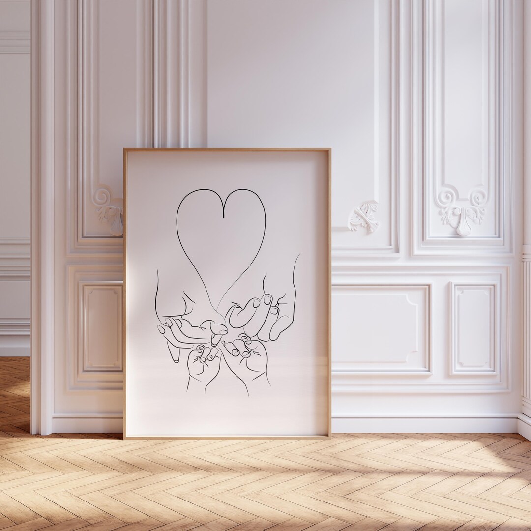 One Line Art of Family of 4 Pinky Lock | Digital Download Printable ...