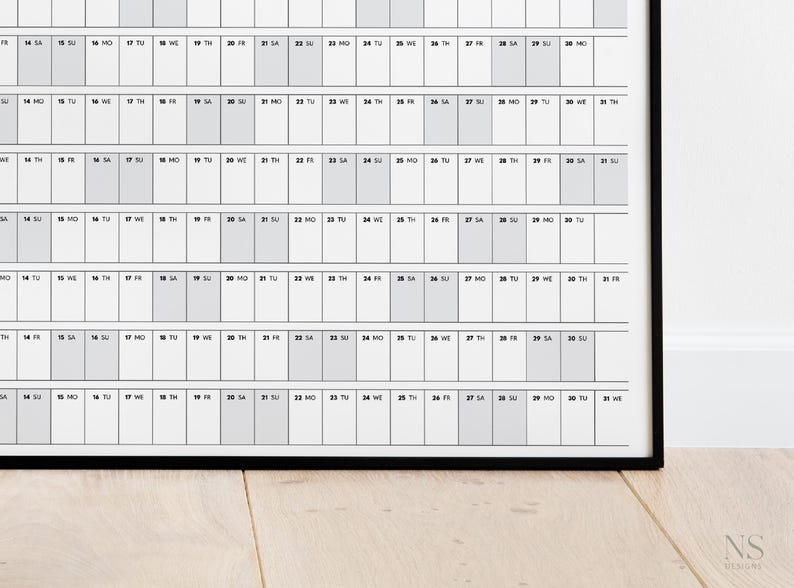 2025 Full Year Wall Planner. Available in A0, A1, A2, A3, and A4 ...