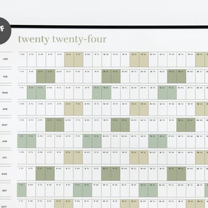 2024 Full-year Green Wall Planner. Available in A0, A1, A2, A3, and A4 ...