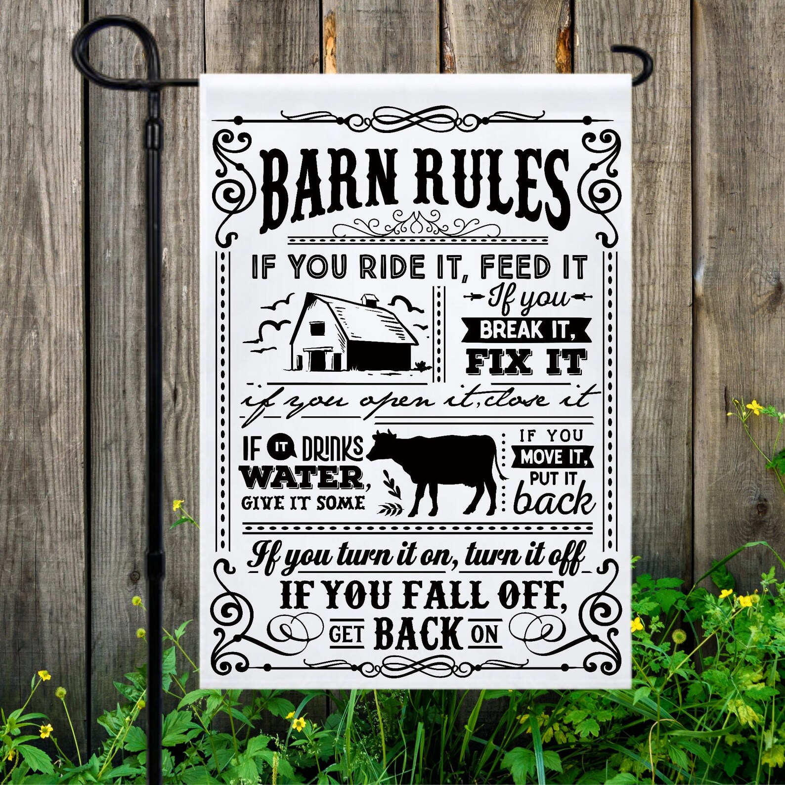 Garden Patio Yard Flag-rules on the Farm Farmhouse, Chicken Coop, Barn ...