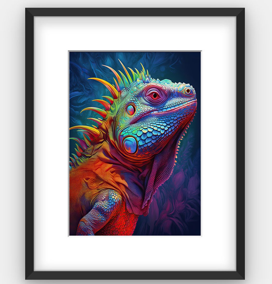 Colorful Iguana Printable Downloadable Image - Etsy