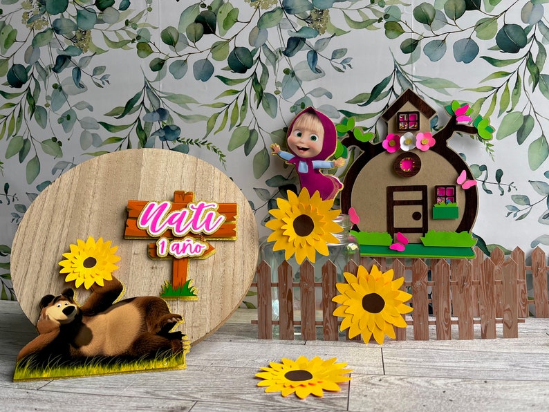 Masha and the Bear Inspired Cake Topper Package . Cake Toppers . - Etsy ...