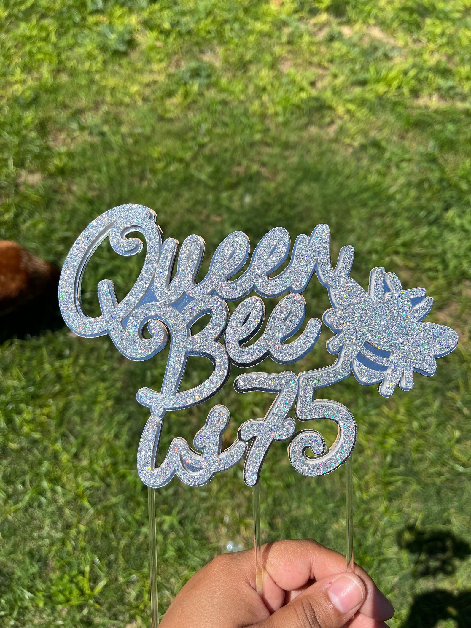 Cake Topper . Queen Bee is . Birthday . Bee Theme . Silver . Gold Theme ...