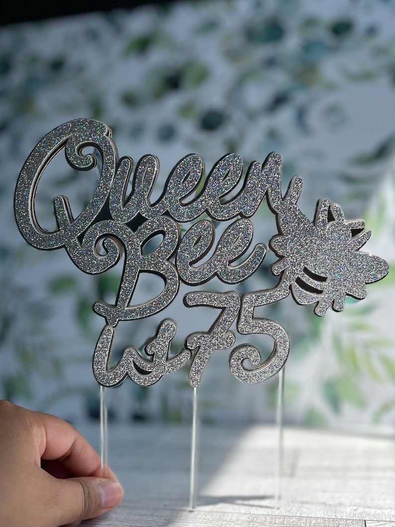 Cake Topper . Queen Bee is . Birthday . Bee Theme . Silver . Gold Theme ...