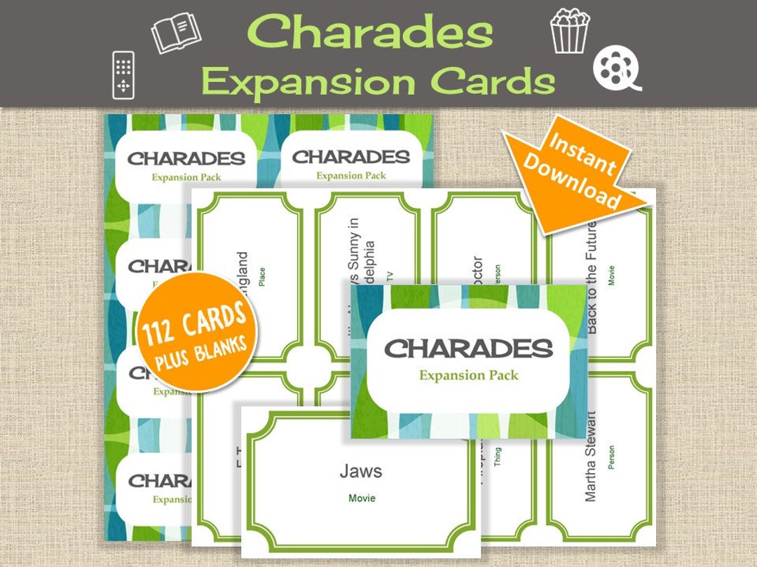 Charades Expansion Pack | Printable Cards | DIY Party Games | Family ...