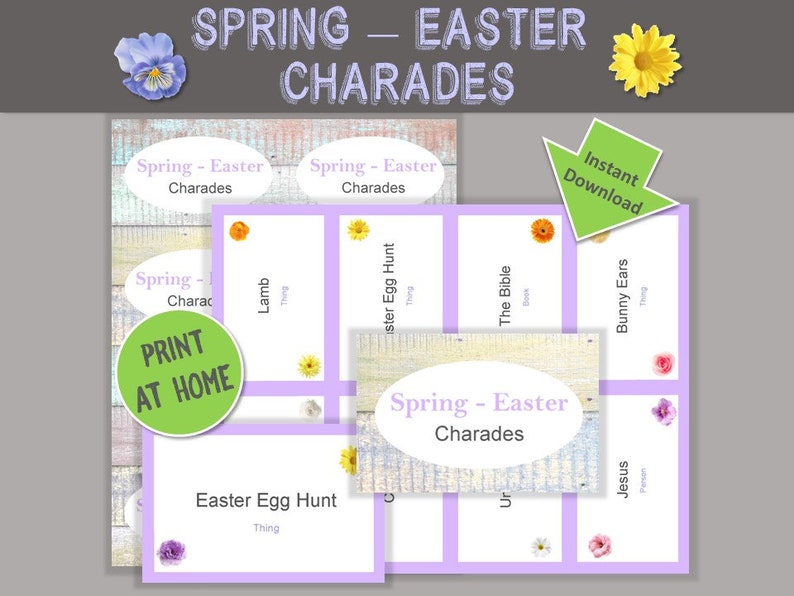 Spring - Easter Charades I Printable Cards I DIY Easter Party Games I ...
